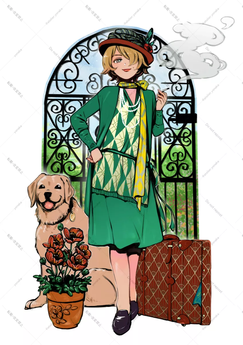 ミス・バートレットと愛犬ポピーの肖像 - atelier yonaka