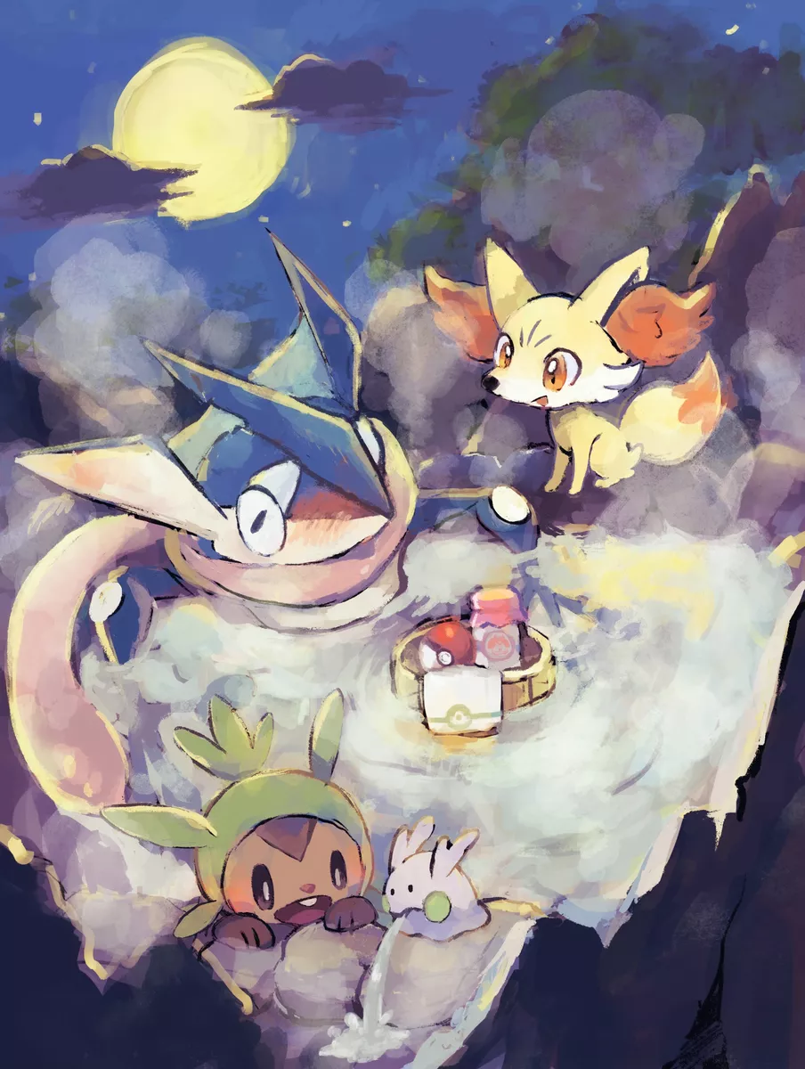 ポケモン ゲッコウガと温泉 - Toneko Art Work